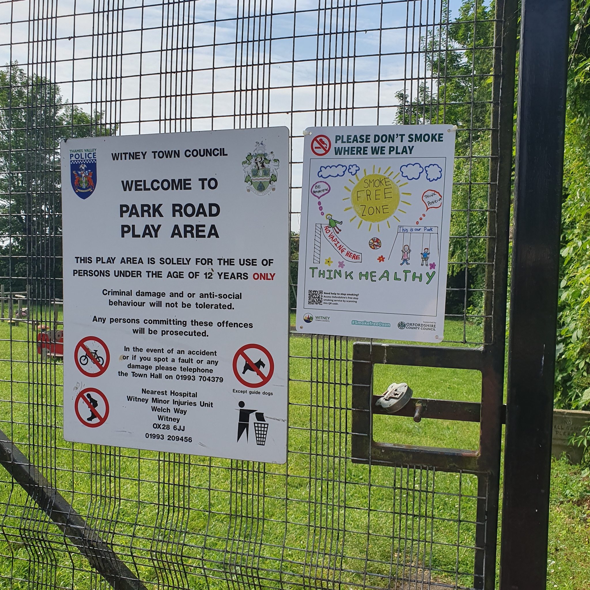 SMOKE FREE PLAY PARKS COME TO WITNEY – Witney Town Council