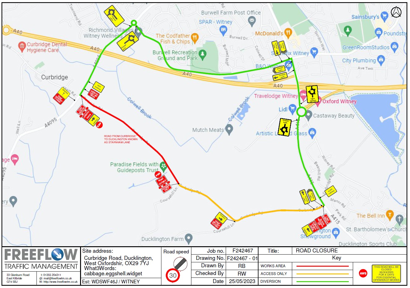 Temporary Road Closure – Curbridge Road – Witney Town Council